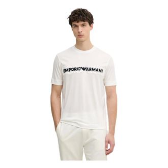 Emporio Armani Homme, Tops, Beige, Taille: 2XL T-shirt en jersey m&eacute;lang&eacute; lyocell avec logo gaufr&eacute; doux au toucher