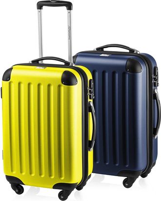 HAUPTSTADTKOFFER · Spree · 2er Hartschalen Kofferset · 2X Handgepäck 49 Liter (Gelb-Dunkelblau)
