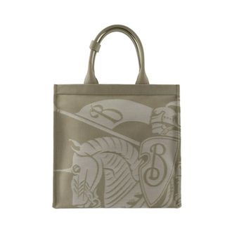 Burberry Femme, Sacs, Beige, Taille: ONE Size Sac Shopper en Coton Beige avec Doublure en Cuir