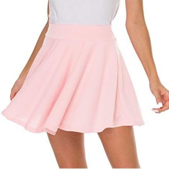 Dreshow Basic Solid Stretchy Flared Beil&auml;ufige Mini Skater-rock f&uuml;r Damen M&auml;dchen, Gr&ouml;&szlig;e: XXL, Farbe: Rosa