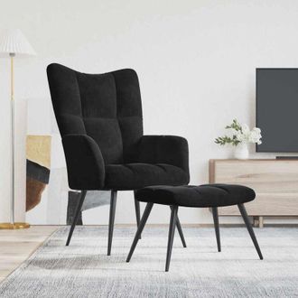 vidaXL Chaise de relaxation avec repose-pied Noir Velours
