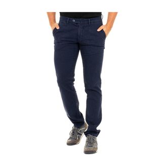 La Martina Homme, Pantalons, Bleu, Taille: XL Pantalon Coupe Droite Bleu Marine Boutonné
