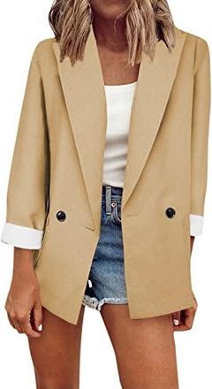 Generic Vestes d&eacute;contract&eacute;es pour femmes 2026 avec poche drap&eacute;e sur le devant, beige, XXL