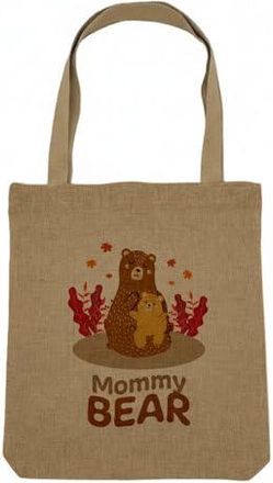 Fabulous Sac Shopping Tote Bag Aspect Lin - Mommy Bear Drawing Illustration Ourson - Sac de Courses Toile Epaisse 360g Beige Naturel Cabas Port&eacute; Epaule Solide 