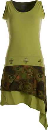 vishes Alternative Bekleidung - &Auml;rmelloses asymmetrisches Lagenlook Zipfelkleid hellgr&uuml;n 40-42