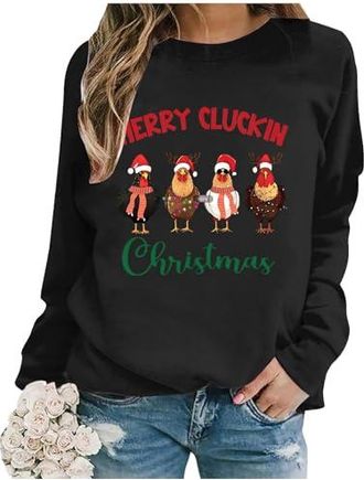 Generic Pull De Noel Femme Manches Longues, Vetement Noel Femme Col Rond Imprimé Sweat De Noël sans Capuche Pulls Chic Et Elegant Sweatshirt Hiver Loisirs Coo