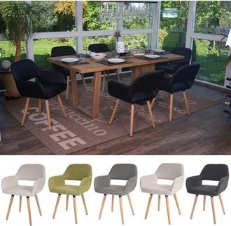 Mendler Mendler - Chaise de salle à manger HWC-A50 ii, style rétro années 50 - tissu, gris, pieds foncés