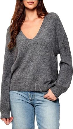 Liu Jo Femme, Pulls, Gris, Taille: 38 FR Pull avec micro-sequins