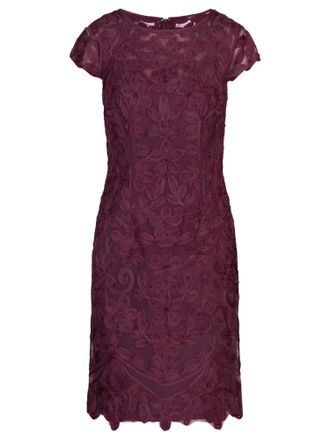 Apart Fashion APART Cocktailkleid aus aufwendig gestricktem Mesh, kurz und mit Allovermuster, Pflaume, 44