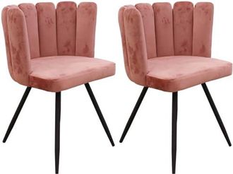 Altobuy Charlotte - Lot de 2 Chaises Velours Rose
