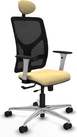 Piqueras y Crespo Schreibtischstuhl mit hoher R&uuml;ckenlehne, mit wei&szlig;en und schwarzen Armlehnen, h&ouml;henverstellbare Lendenwirbelst&uuml;tze und festes Kopfteil, ausgestattet mi