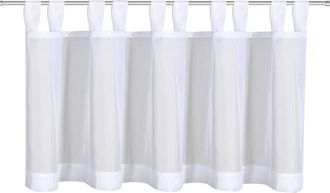 Happy Home Scheibengardine Aylin Wei&szlig; 145x50 cm - Transparente Bistrogardine mit Schlaufen - Voile-Kurzstore f&uuml;r K&uuml;che & Bad - Modernes Fensterdekoration, Waschb