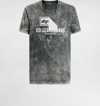 Dolce & Gabbana Marble-effect Cotton T-shirt With Print - Mann T-shirts Und Polos Schwarz 54