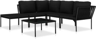 vidaXL 6-tlg. Garten-Lounge-Set mit Kissen Schwarz pvc Vidaxl