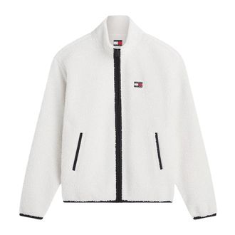Tommy Jeans SweaT-shirt z teddy polarem Badge Teddy Relaxed Zip-Thru - Homme - Sport - Blanc - Taille: XS