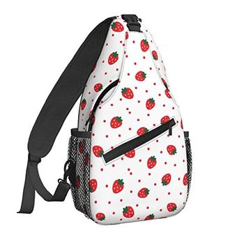 Generic Fraise Rouge Sac &Agrave; Dos Bandouli&egrave;re D&eacute;contract&eacute; Pochette Epaule Pratique Sac &Agrave; Bandouli&egrave;re Pour Shopping Sport Voyage