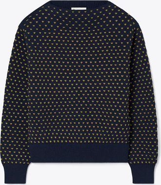 Tory Burch Wollpullover mit Raffiabast-Stickerei