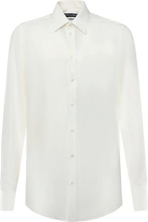 Dolce & Gabbana Homme, Chemises, Blanc, Taille: L Silk Cr&ecirc;pe de Chine Martini Shirt