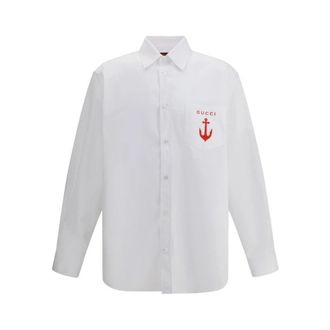 Gucci Elegantes Baumwollhemd mit Tasche - - Shirts - Herren - Wei&szlig; - M