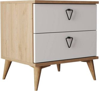 Dmora Nachttisch Saphira 52x45x55,1 cm Braun 2 Schubladen, 1 Fach