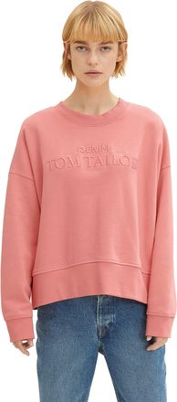 Tom Tailor Damen Sweatshirt mit Logoprint 1032938, 15121 - Peach Pink, L