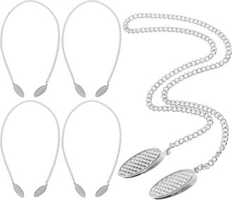 Pretyzoom 5st&uuml;cke Serviettenkette mit Clip Senioren Serviettenhalter Edelstahl Silber L&auml;tzchenkette mit Klammern Serviettenkette mit Clip f&uuml;r Erwachsene Seniore