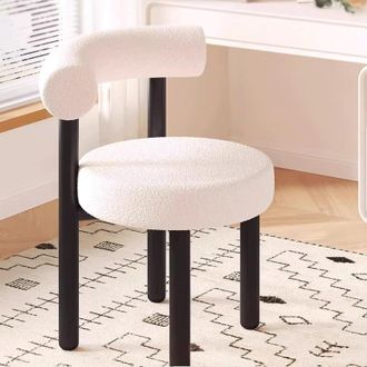 Generic Kleiner moderner Schlafzimmersessel, Frisiertischhocker, Metall + Schwamm, bequemer Wohnzimmerstuhl, 34 x 78 cm(White+Black)