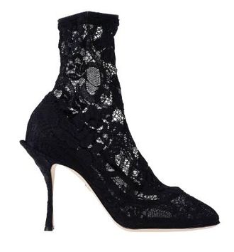 Dolce & Gabbana Black Lace Sock Heels Size 39