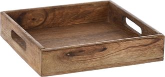 Meinposten Tablett Mangoholz Dekotablett Serviertablett braun Natur massives Holztablett Mango Holz (24 x 24 cm)