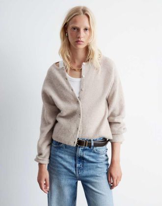 & Other Stories Gilet boutonn&eacute; en laine et alpaga - Taupe clair-Neutre