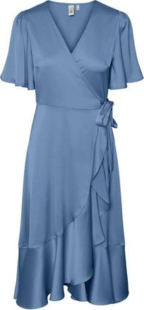 Vero Moda Y.A.S Damen YASTHEA 2/4 MIDI WRAP Dress S. NOOS Wickelkleid, Ashleigh Blue, Medium