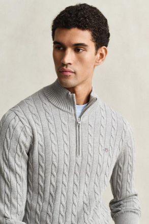 GANT Strickpullover COTTON CABLE HALF ZIP Mit Rundhalsausschnitt