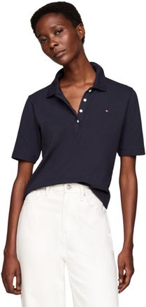 Tommy Hilfiger Damen Poloshirt Kurzarm Regular Fit, Blau (Desert Sky), XXS