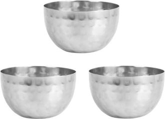 Equinox 536183 Set 3 Schalen aus geh&auml;mmertem Edelstahl, &Oslash; 9 cm, H 5 cm, ideal f&uuml;r Aperitif und gesellige Momente, silber