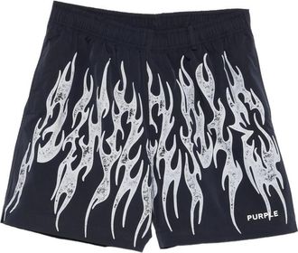 Purple Flame Print Shorts