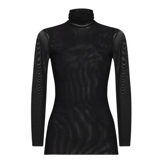 Blanca Vita Femme, Pulls, Noir, Taille: 36 FR Col roul doubl&eacute; de tulle