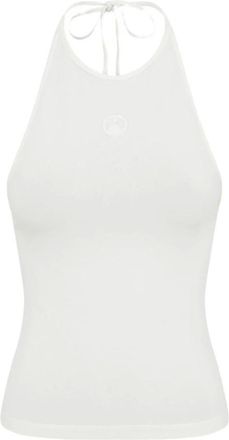 Marine Serre Femme, Tops, Blanc, Taille: 36 FR Pearl Logo Halter Top
