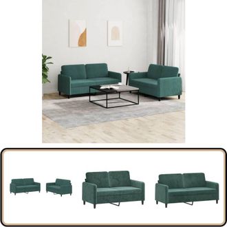 vidaXL Vidaxl - Ensemble de canapés 2 pcs vert foncé velours - Canape Velours - Canapé Deux Places - Canapé Vert - Meubles Salon - Ensemble Canapé