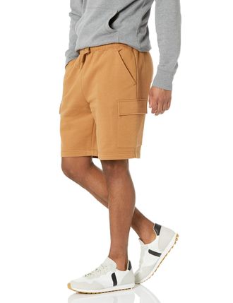Amazon Essentials Herren Fleece-Cargo-Shorts, Bräunen, XXL