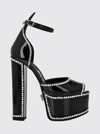 Philipp Plein Sandales &agrave; plateforme en cuir verni avec talon haut et strass