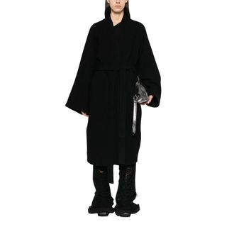 Rick Owens V-Ausschnitt G&uuml;rtelmantel - - Coats - Damen - Schwarzk - M