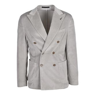 Paoloni Homme, Vestes, Gris, Taille: L Veste en velours &agrave; double boutonnage