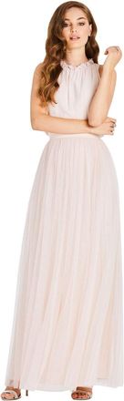 Little Mistress Damen Samantha Maxi Dress with Frill Kleid, Pink (Nude 001), 34 (Herstellergröße: 8)