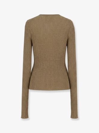 Nude Womens Ribbed Cotton-Blend Sweater Green