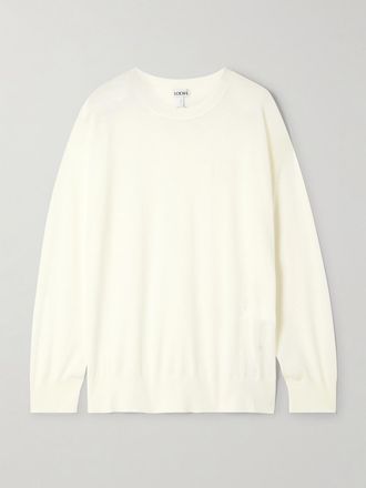 Loewe Wollpullover Mit Stickerei - Wollweiß