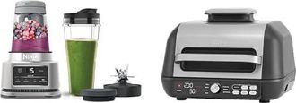 Ninja Ninja Foodi Power Nutri Blender 2-en-1, mixe des bols smoothie et des boissons glac&eacute;es, CB100EU + Ninja Foodi MAX PRO Grill, Plancha & Air Fryer avec 