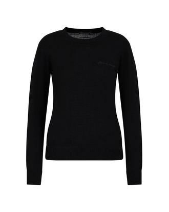 A|X Armani Exchange Womens Ribbed Cuffs, Round Neck, Side Embroidered Logo Sweater Black, XL