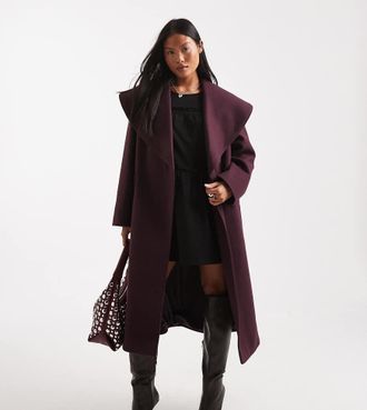 Miss Selfridge Eleganter Mantel in Pflaume mit Wickeldesign-Lila
