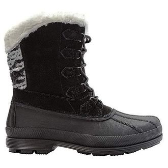 Propét Womens Lumi Tall Lace Snow Boot, Black/White, 7.5 X-Wide US