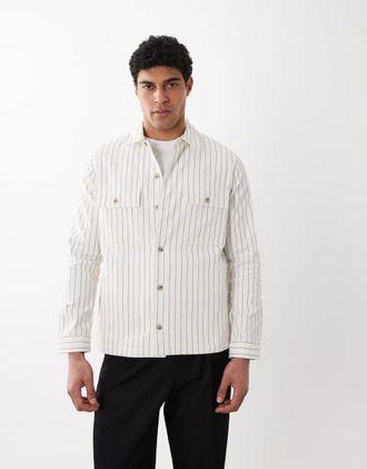 HUGO BOSS HUGO Red - Oversize-Hemd in Wei&szlig; mit Nadelstreifen